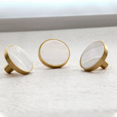 Shell Inlay Round Modern Solid Brass Kitchen Cabinet Hardware Knob in